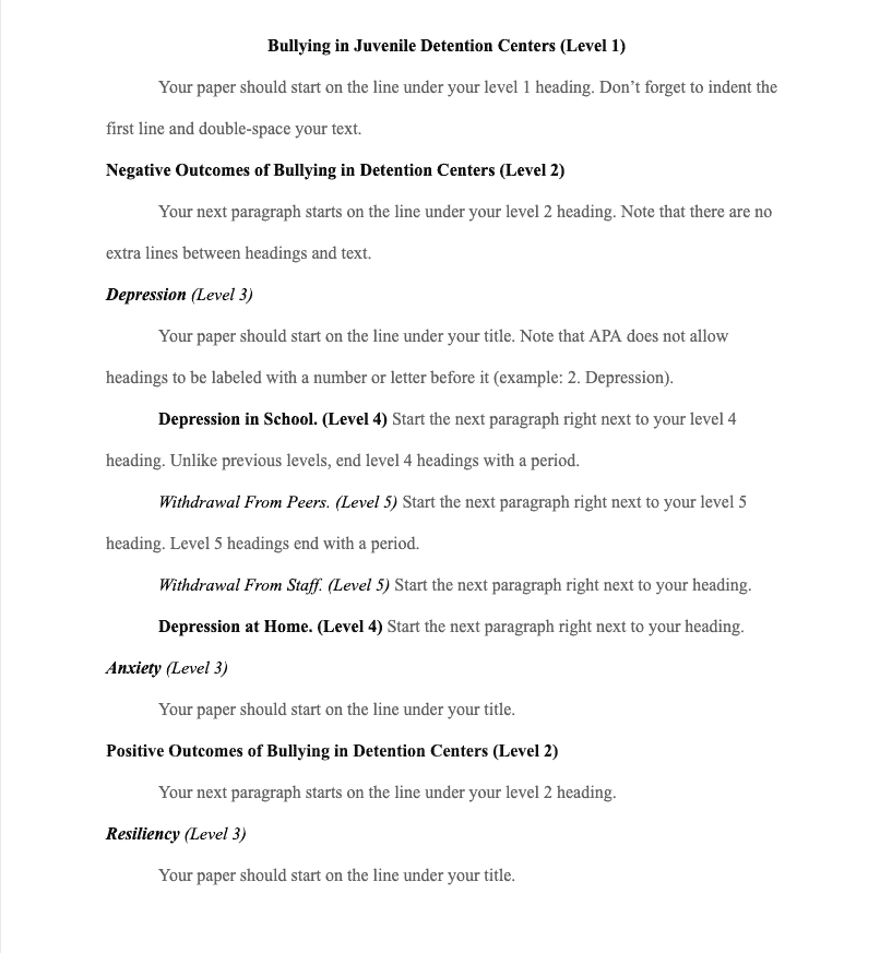 Apa Style Subheadings Example Formatting Apa Headings And Subheadings 